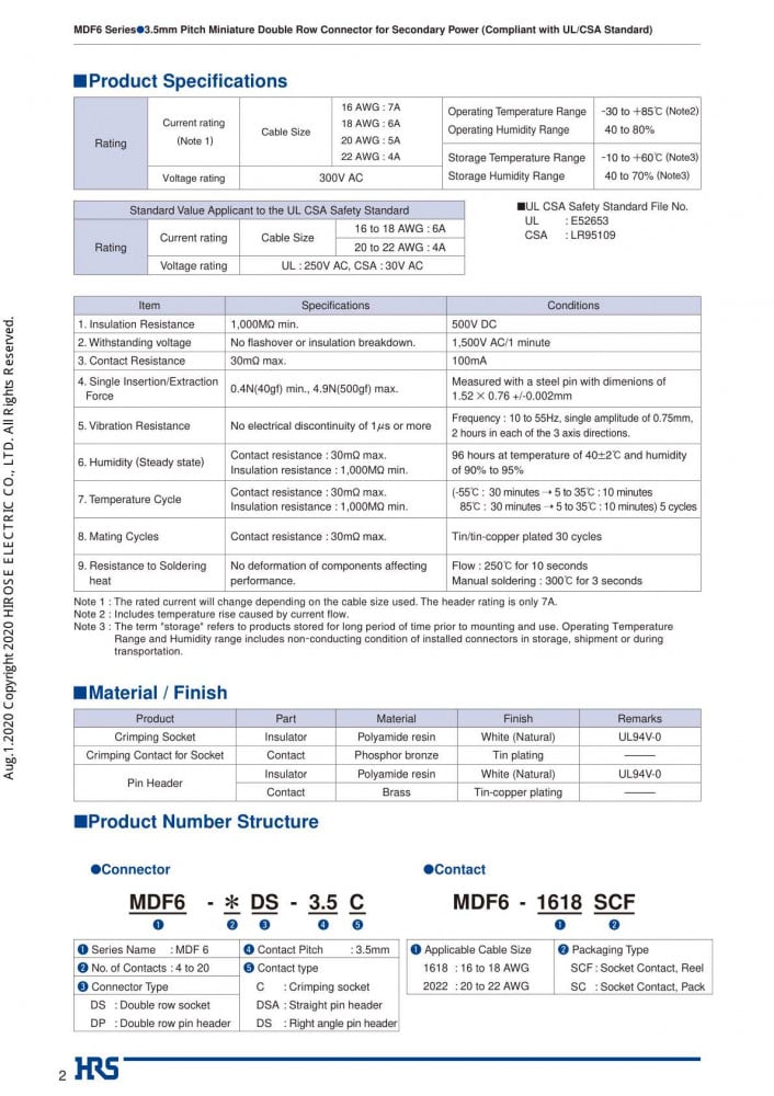 HRS MDF6 datasheet page 2