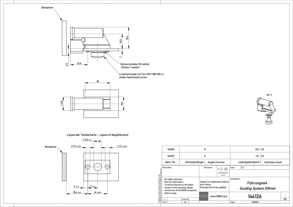 ERNI 144127 daughtercard guiding system drawing preview