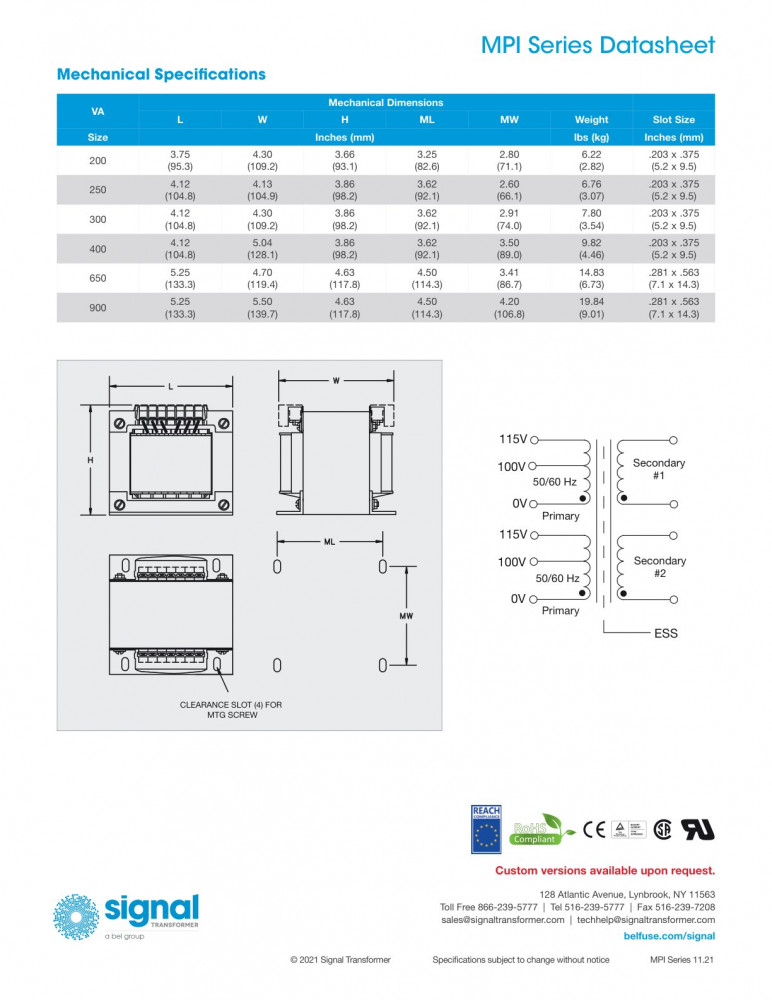 MPI Series datasheet page 3