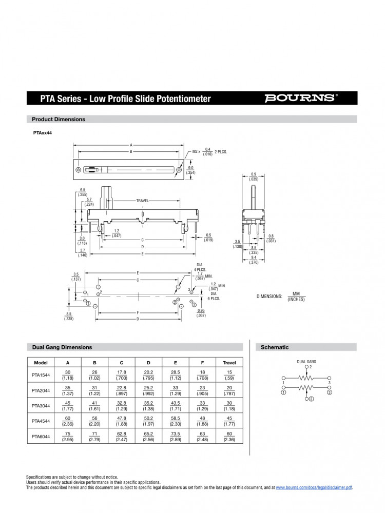 BOURNS PTA series datasheet page 3