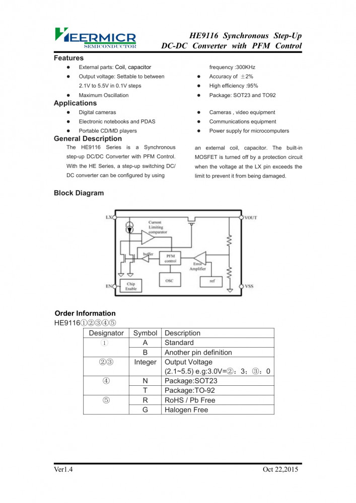 HE9116A33NR datasheet page 1