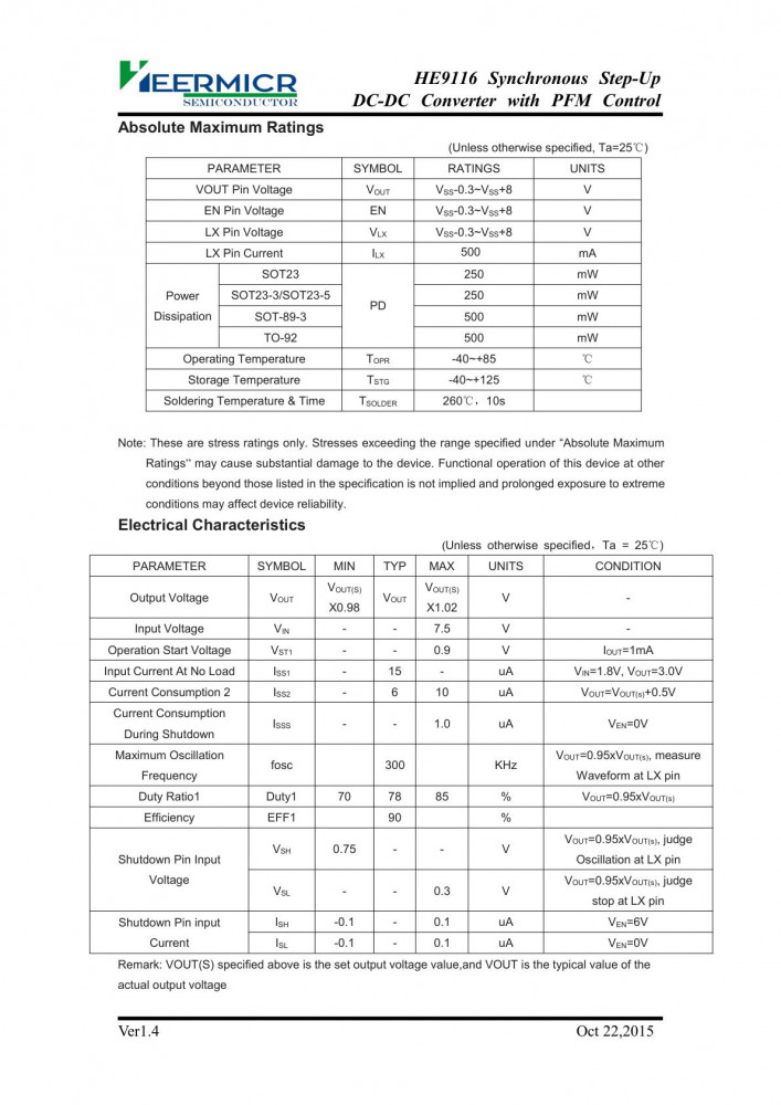 HE9116A33NR datasheet page 3