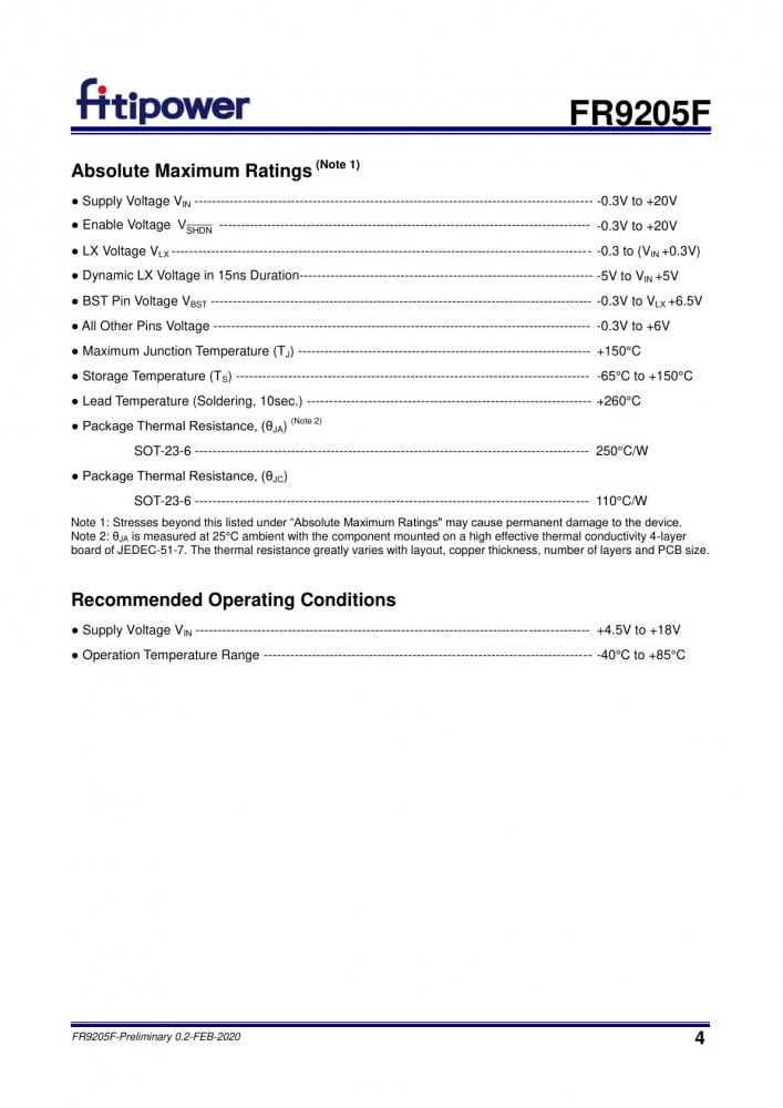FR9205F datasheet page 4