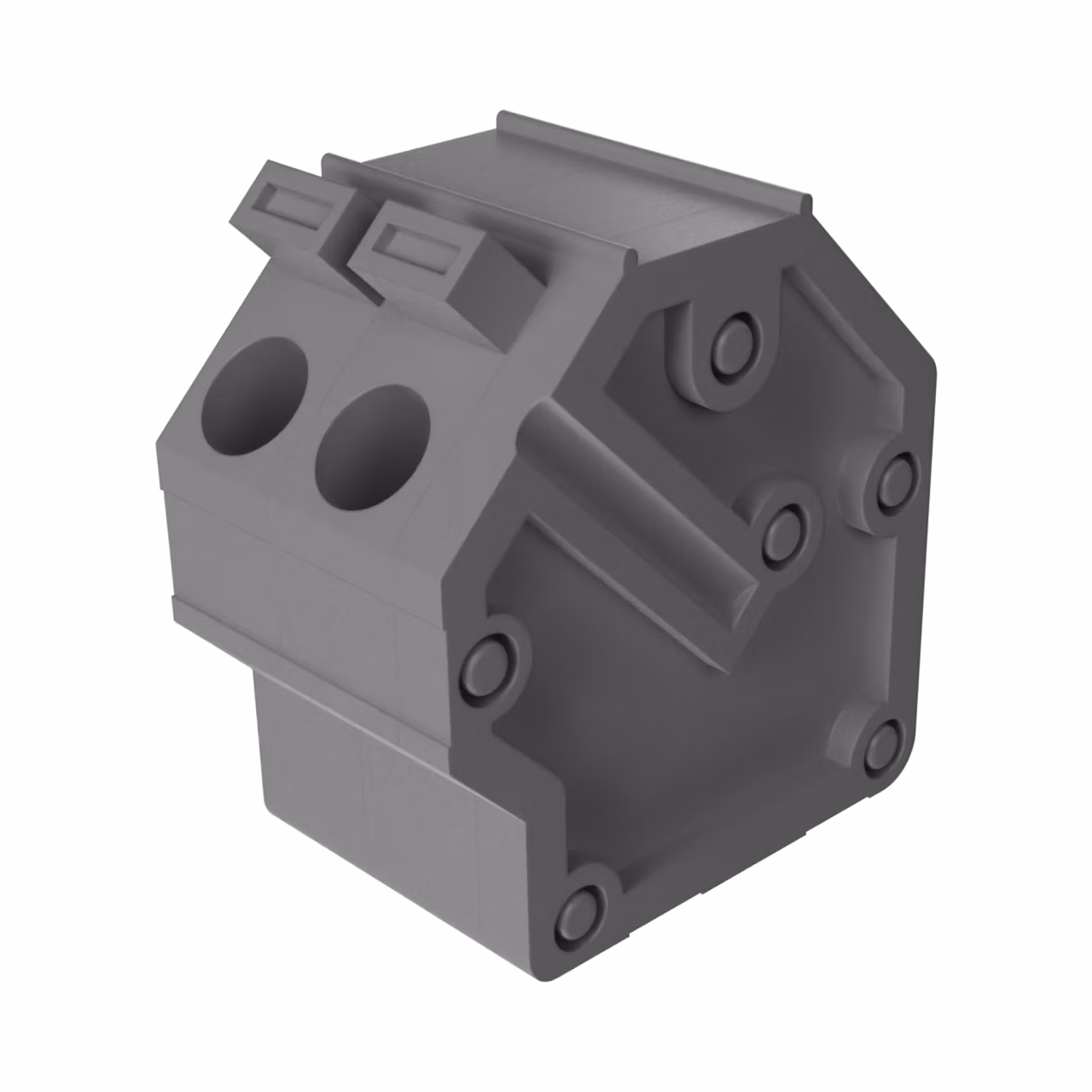5.00mm Pitch, Eurostyle Fixed-Mount Push-Button Terminal Block, 45° Modular Luminaire, 10A, 26-14 AWG, Light Gray, 2 Circuits for sale