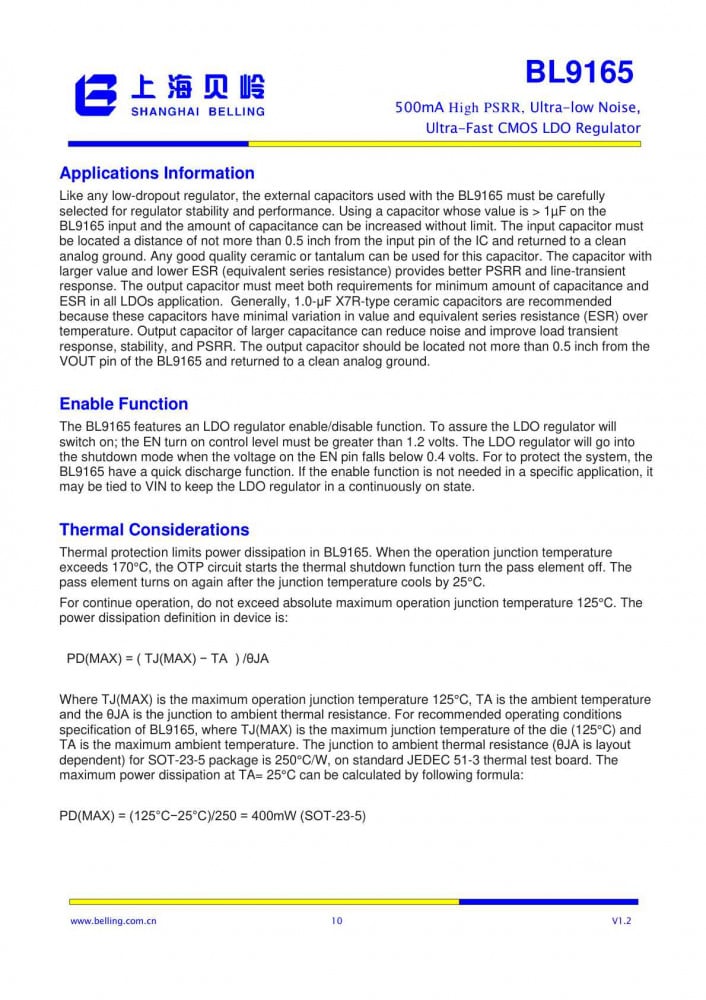 BL9165 datasheet page 10