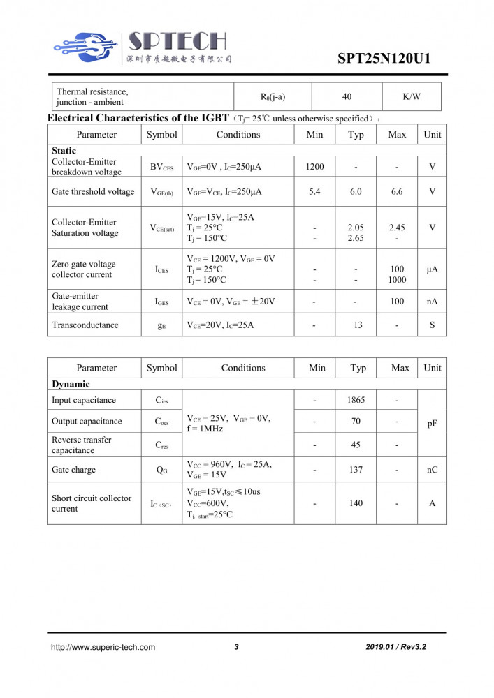 SPT25N120U1 datasheet page 3