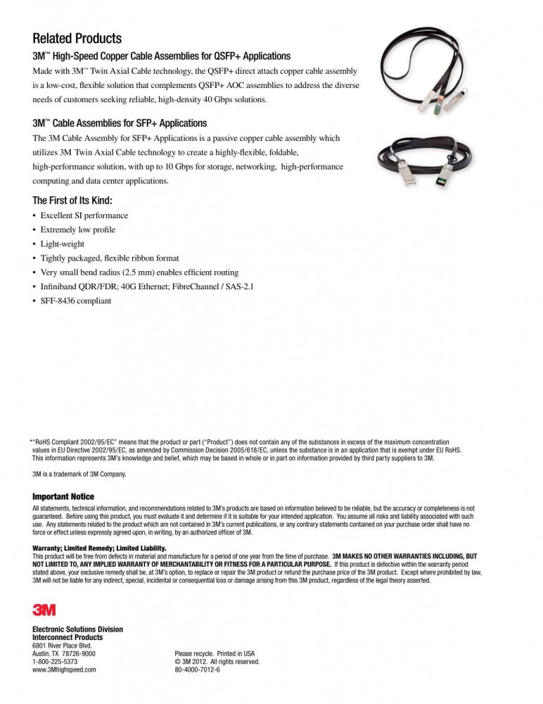3M Active Optical Cable datasheet page 3