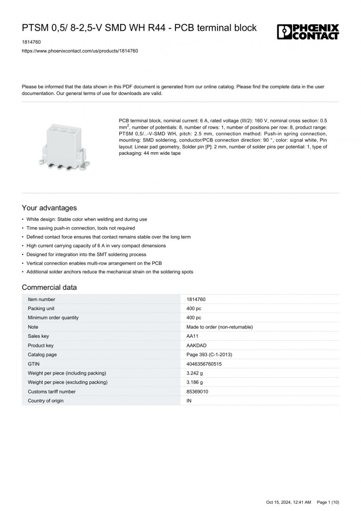 Phoenix Contact 1814760 technical document page 1