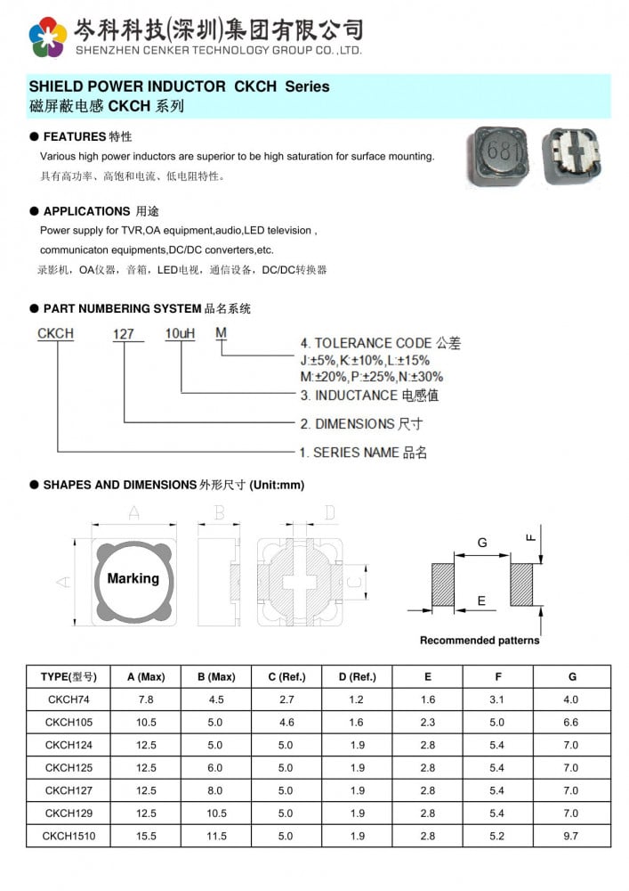 CENKER CKCH datasheet page 1