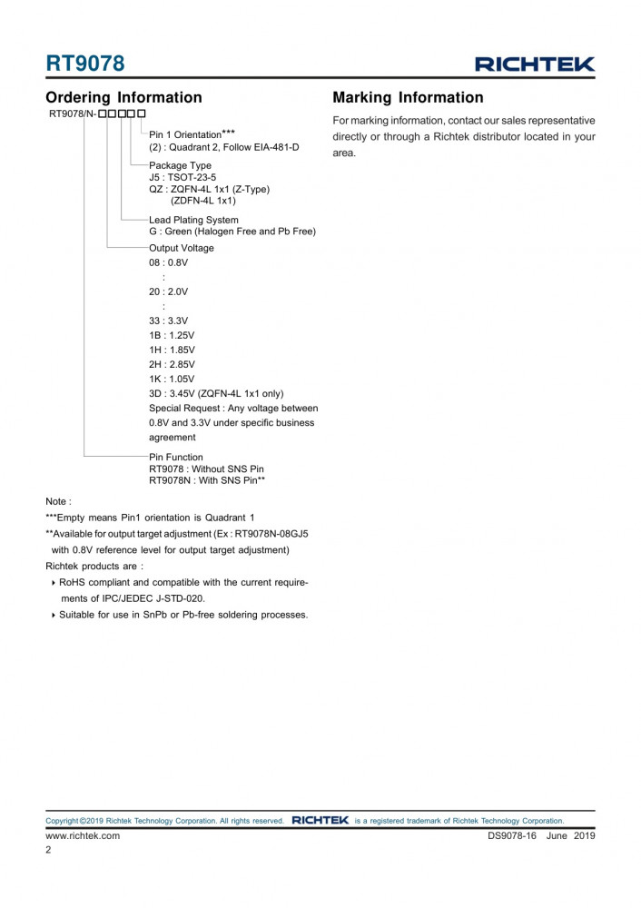 RT9078 datasheet page 2