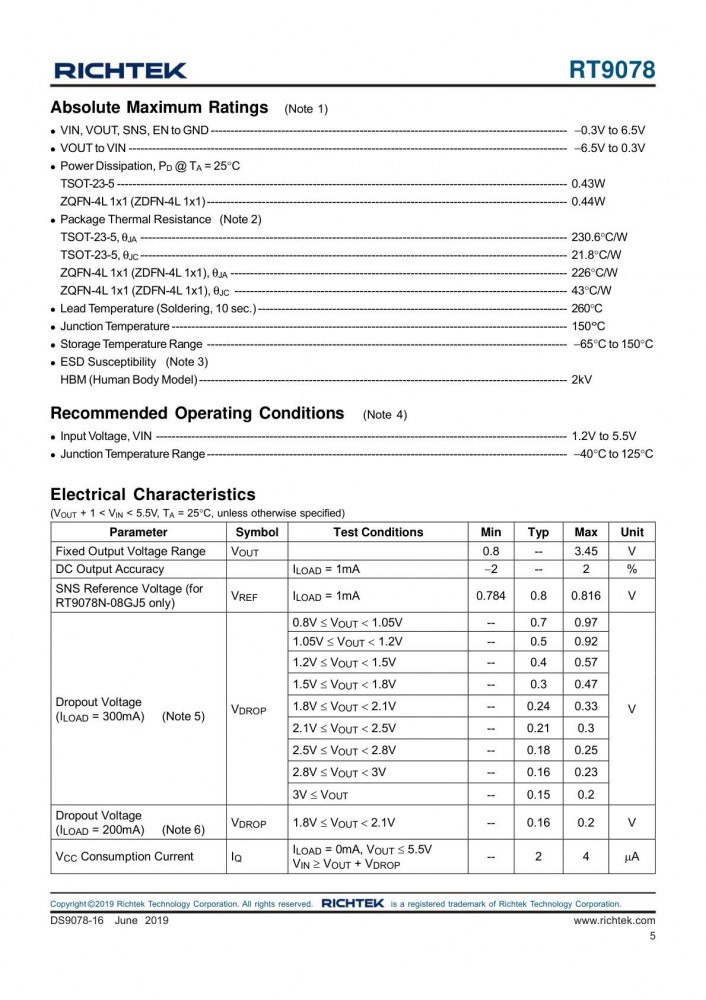 RT9078 datasheet page 5