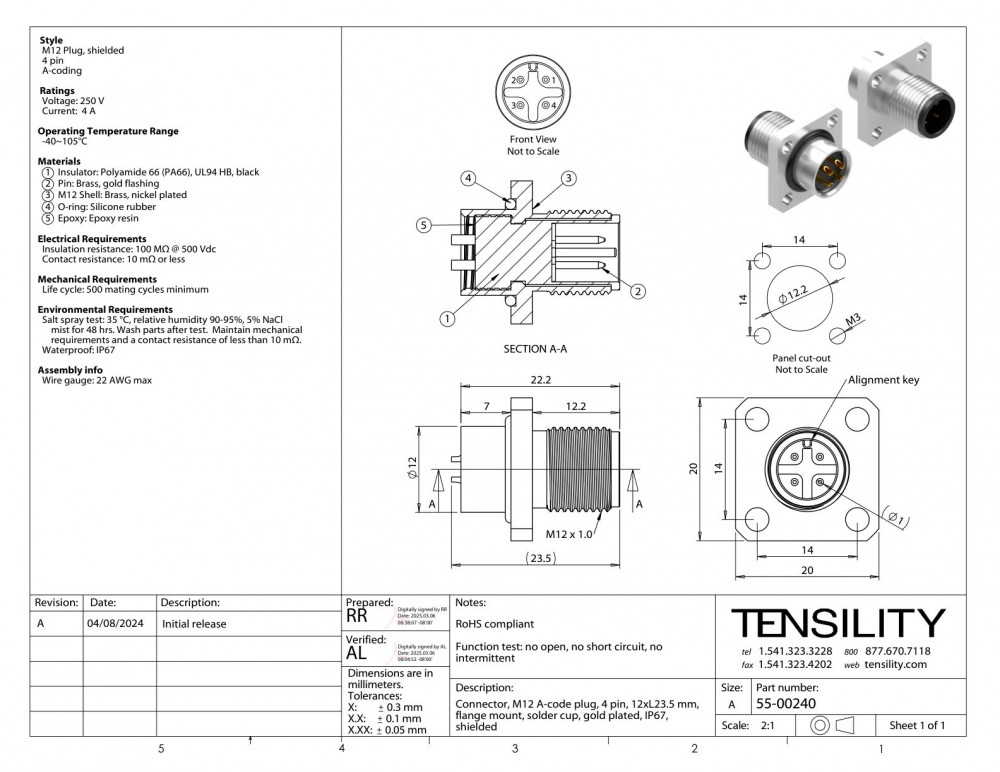 Tensility International 55-00240 product drawing