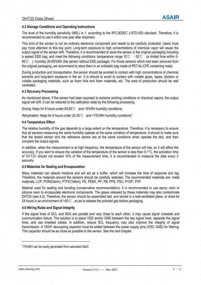 DHT20 datasheet page 6