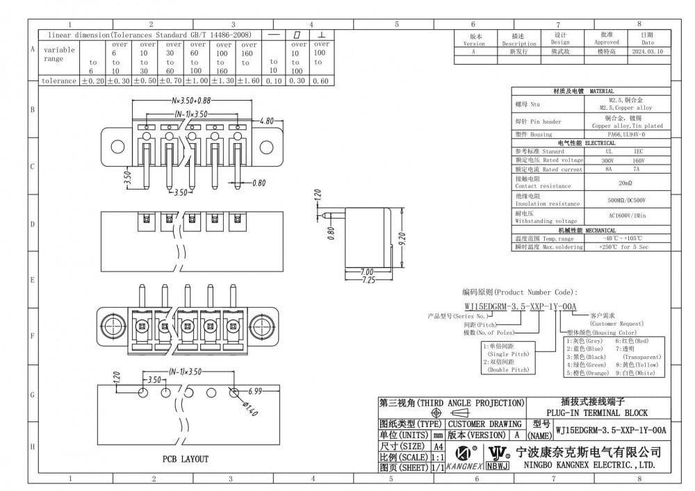 KANGNEX WJ15EDGRM-3.5-05P-14-00A technical drawing