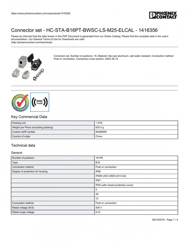 Phoenix Contact 1416356 product overview