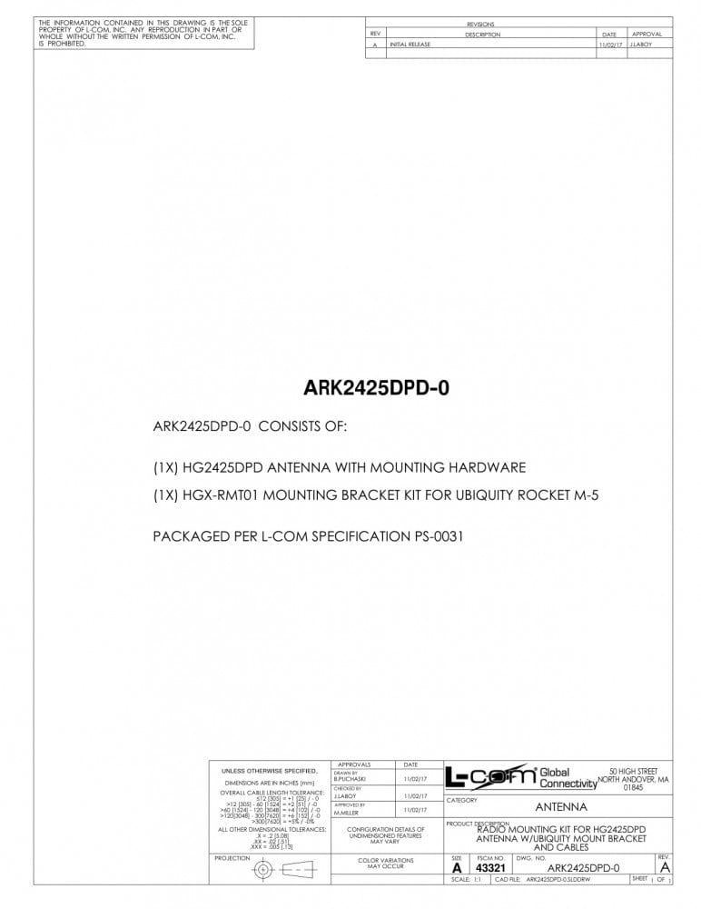 L-com ARK2425DPD-0 technical drawing