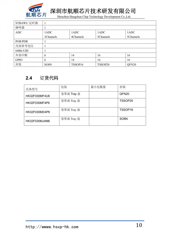 HK32F030M datasheet page 10