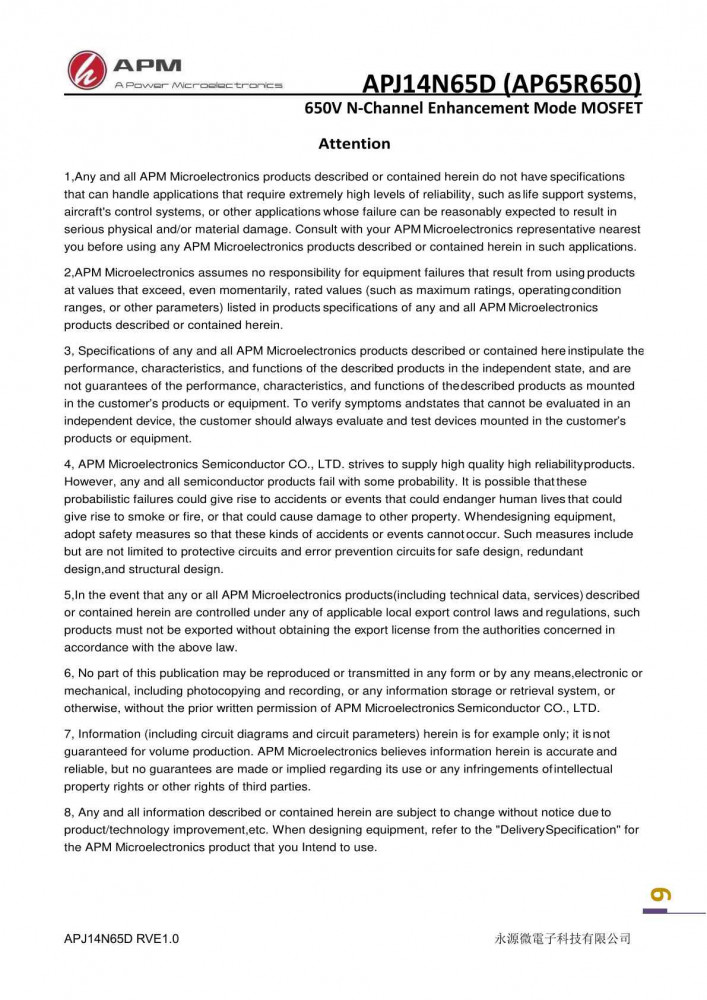 APJ14N65D datasheet page 6
