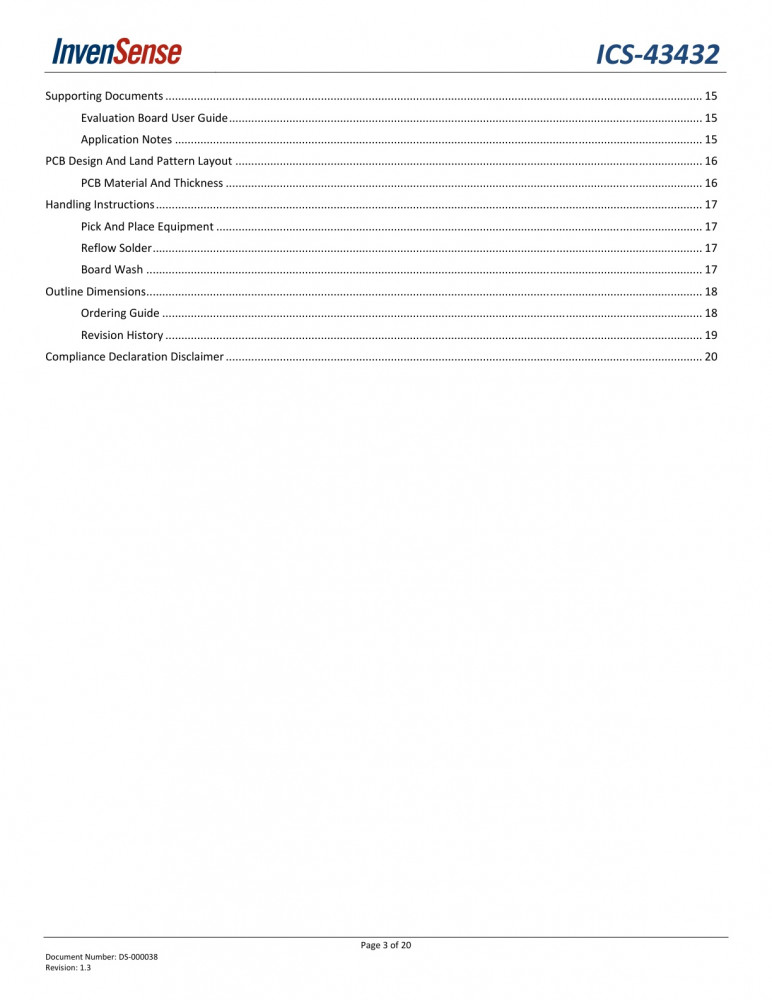 ICS-43432 datasheet preview, page 3