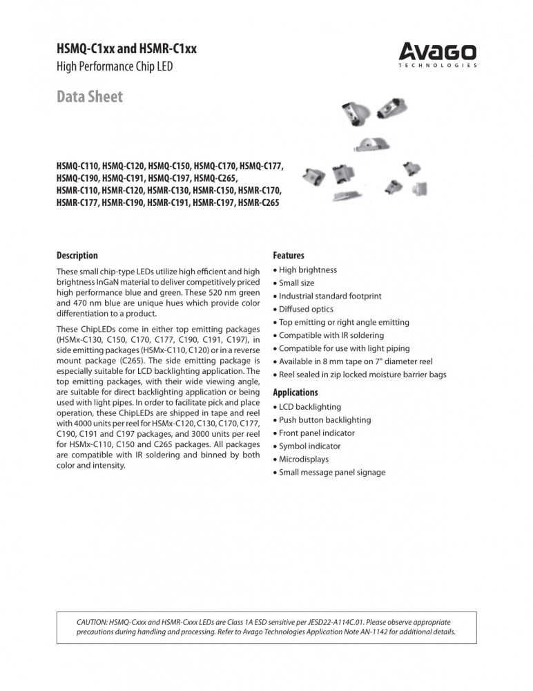 HSMR-C150 datasheet page 1