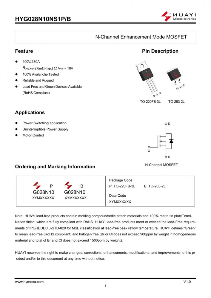 HYG028N10NS1P datasheet page 1