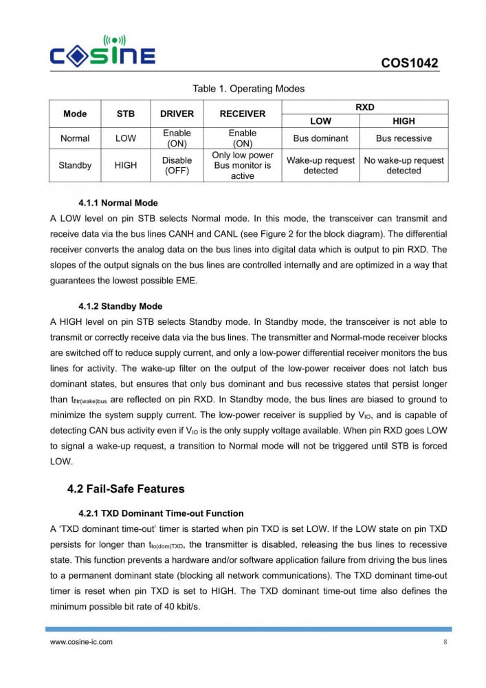 COS1042T/3 datasheet page 8