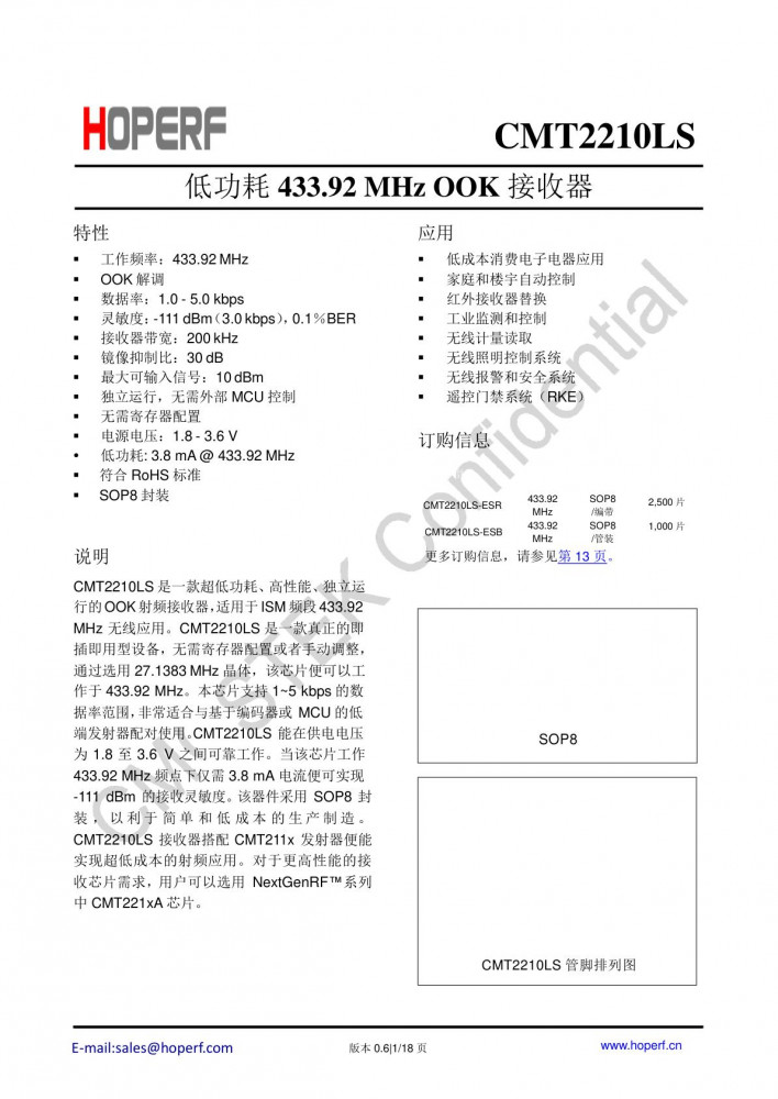 CMT2210LS datasheet page 1