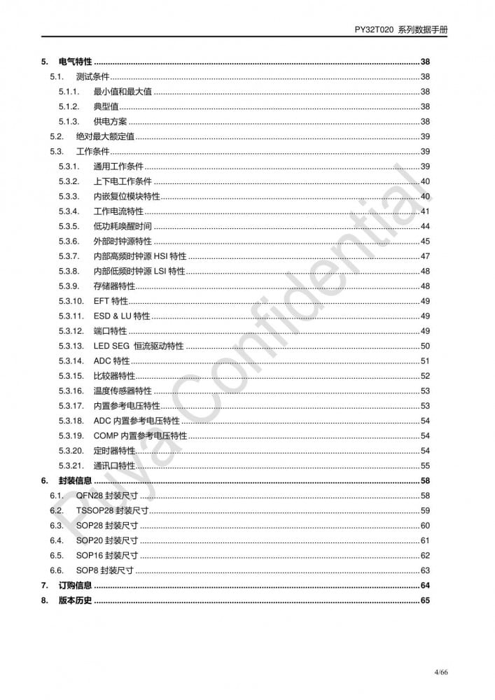 PY32T020 datasheet page 4