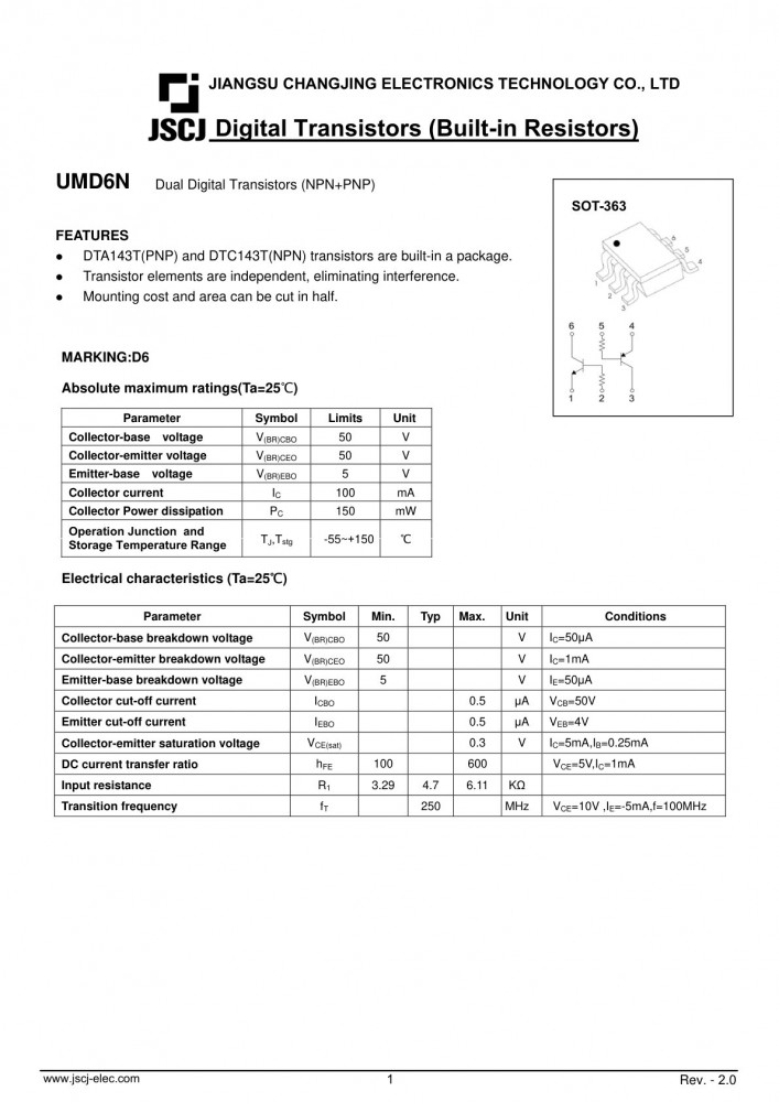 UMD6N datasheet page 1