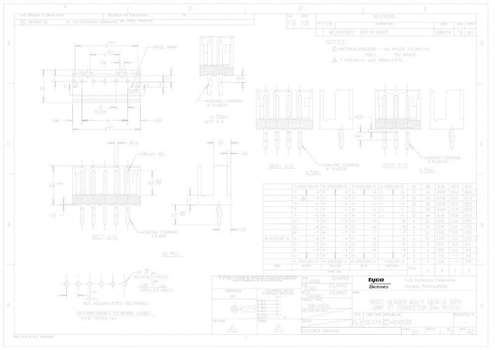 TE Connectivity 292132 drawing page 1