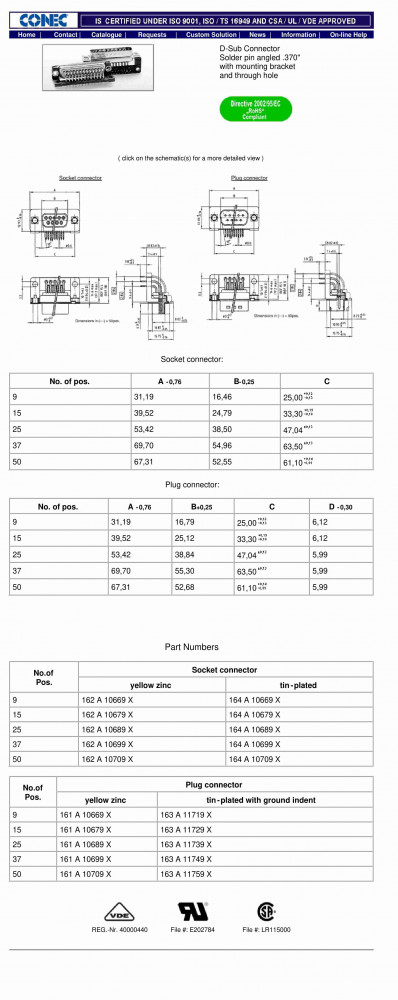 CONEC 163A11719X D-Sub product drawing