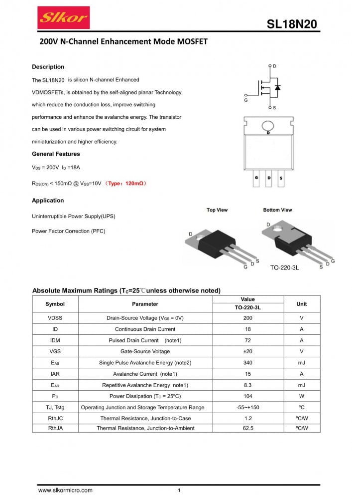 SL18N20 datasheet page 1
