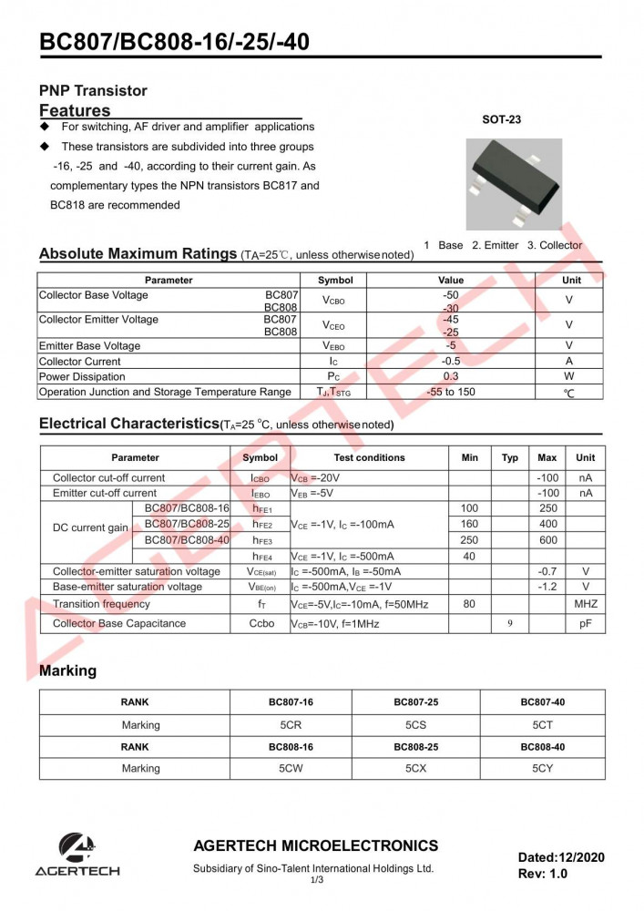 BC807-40 datasheet page preview