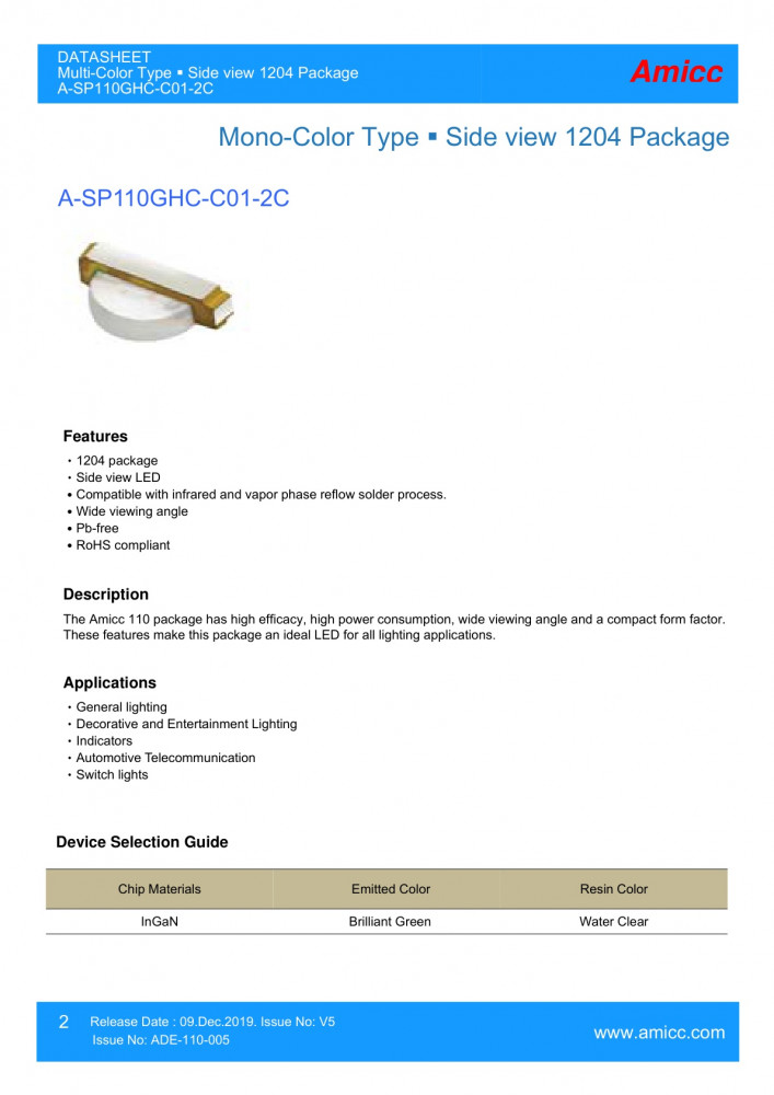 A-SP110GHC-C01-2C datasheet page 2