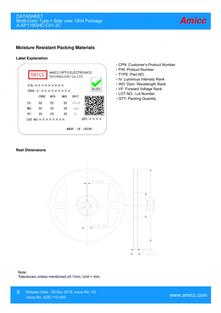 A-SP110GHC-C01-2C datasheet page 8