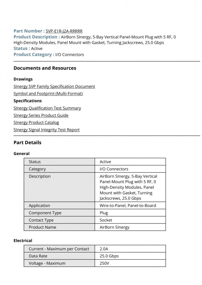 SInergy product documentation page 1