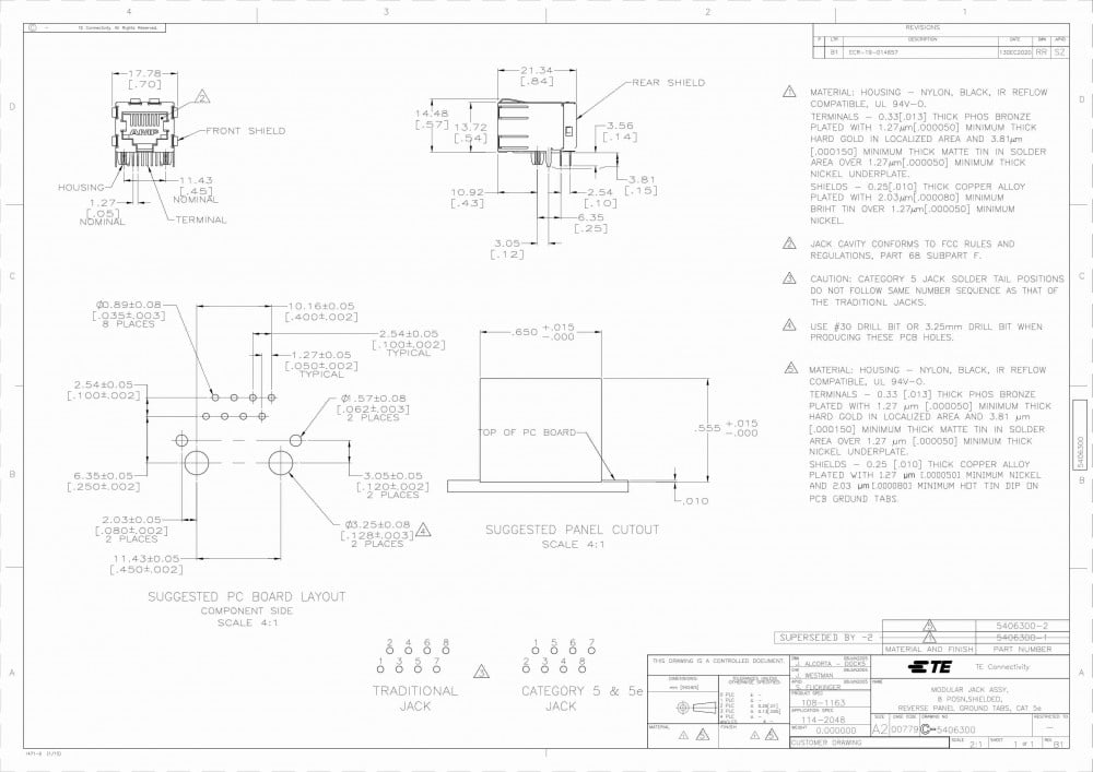 TE Connectivity 5406300-2 technical drawing