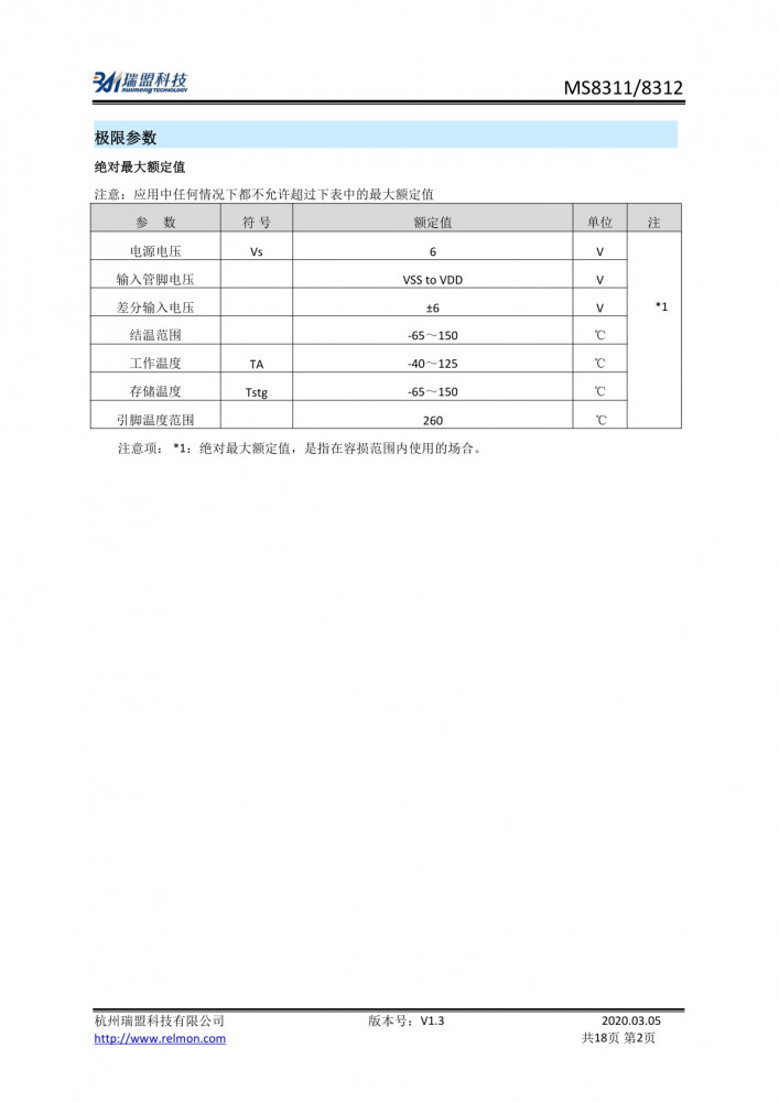 MS8311 datasheet page 2