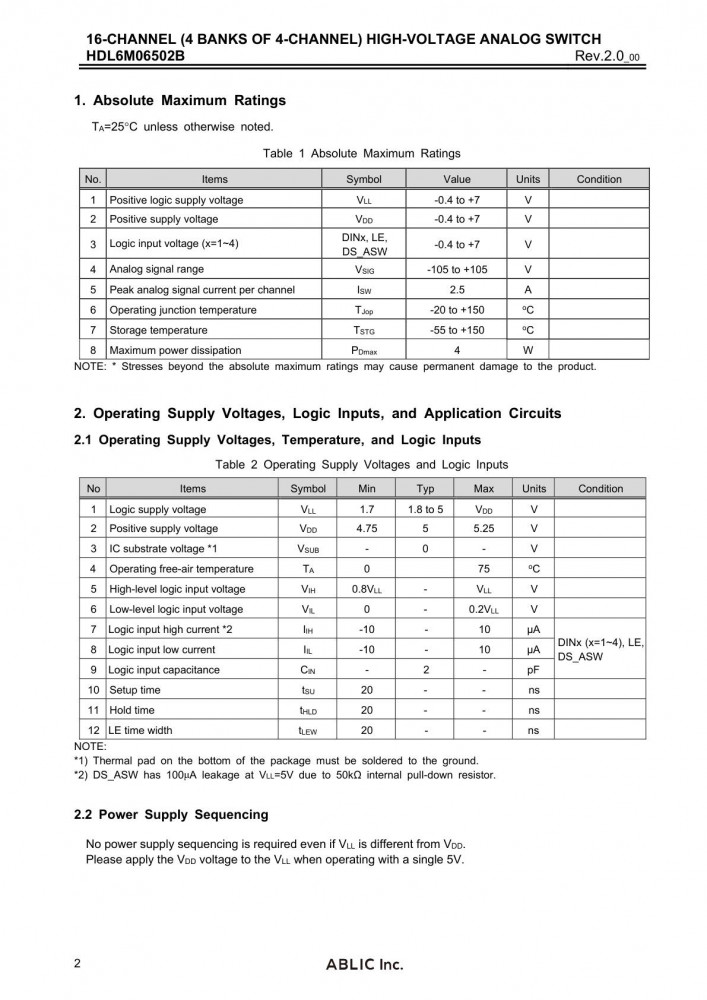 HDL6M06502B datasheet page 2