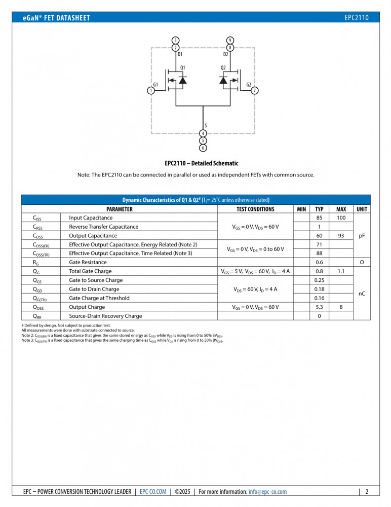 EPC2110 technical document page 2