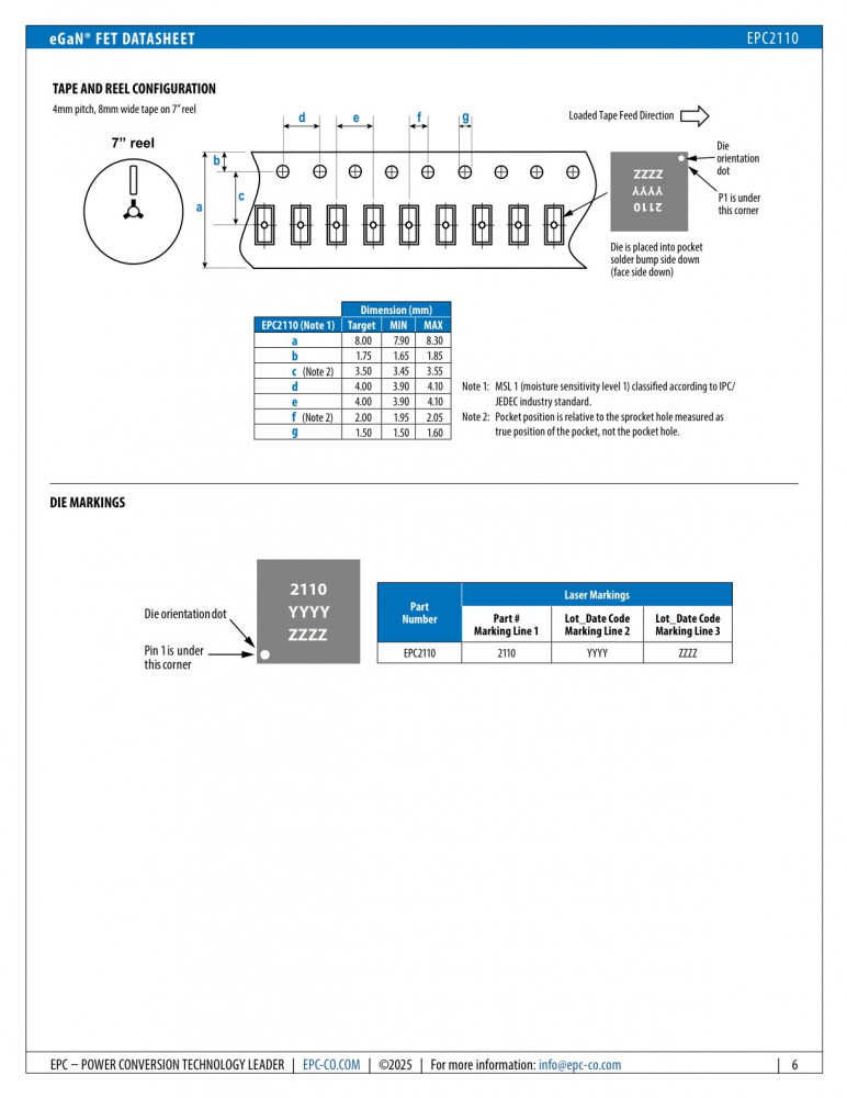 EPC2110 technical document page 6