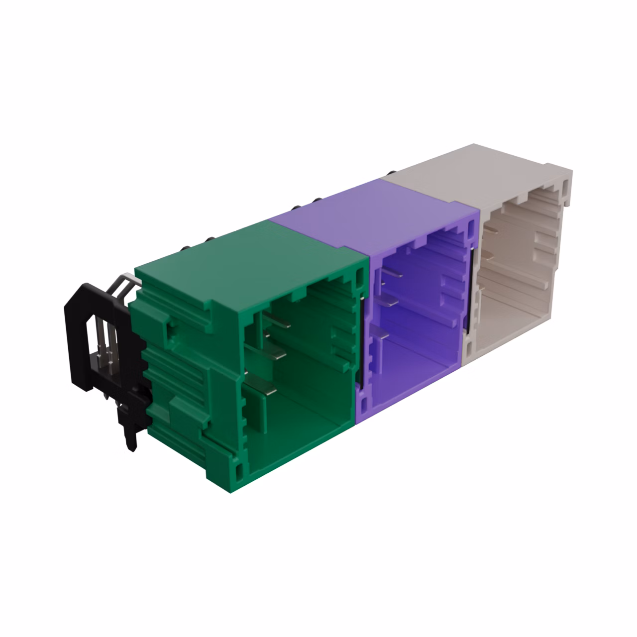 stAK50h 3 Bay Right-Angle Hybrid Header, 36 Circuits, Bay 1: 12 Circuits/Key 2/Green; Bay 2: 12 Circuits/Key 3/Purple; Bay 3: 12 Circuits/Key 4/Gray; Tube for sale