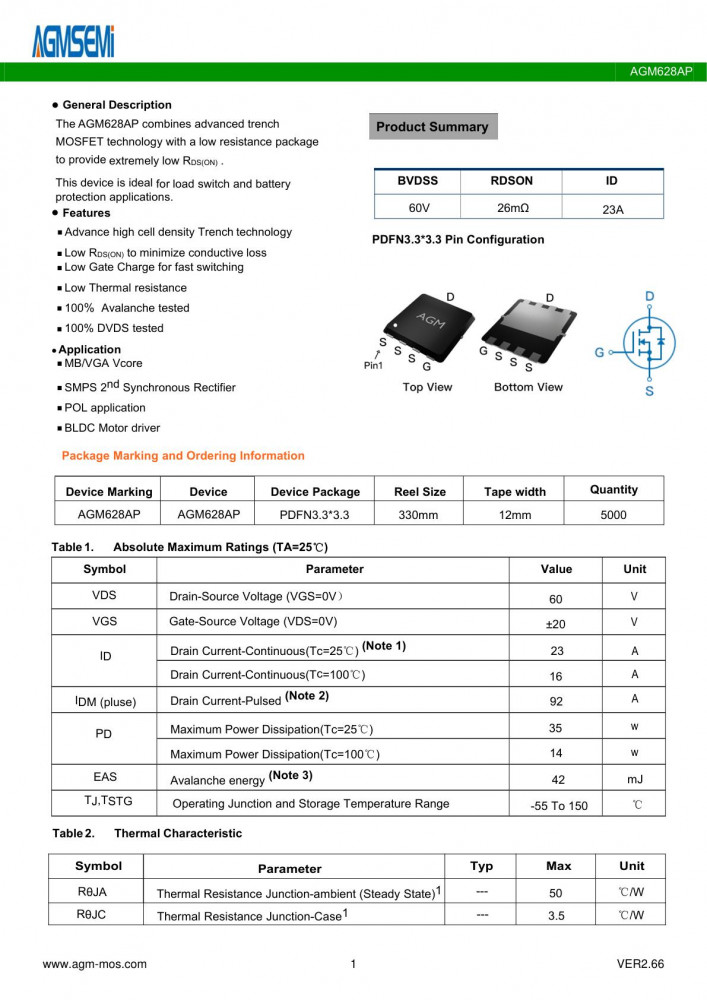 AGM628AP datasheet page 1