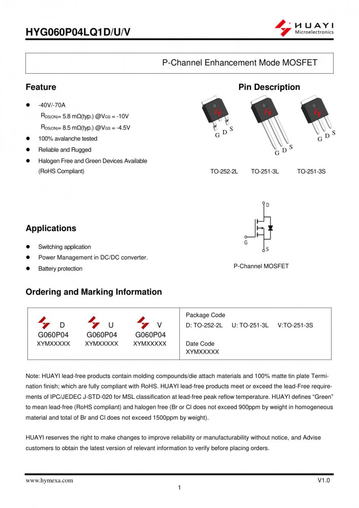 HYG060P04LQ1D datasheet page 1