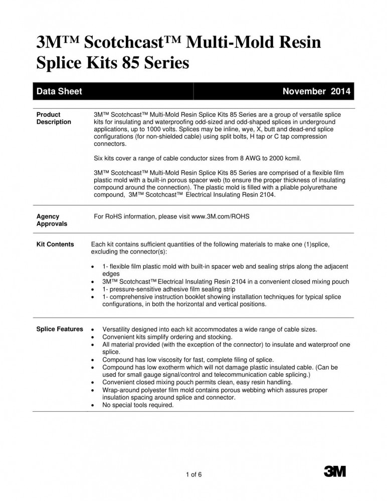 3M 85 Series datasheet page 1