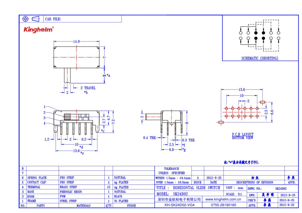 KH-SK24D02-VG4 technical drawing and PCB layout