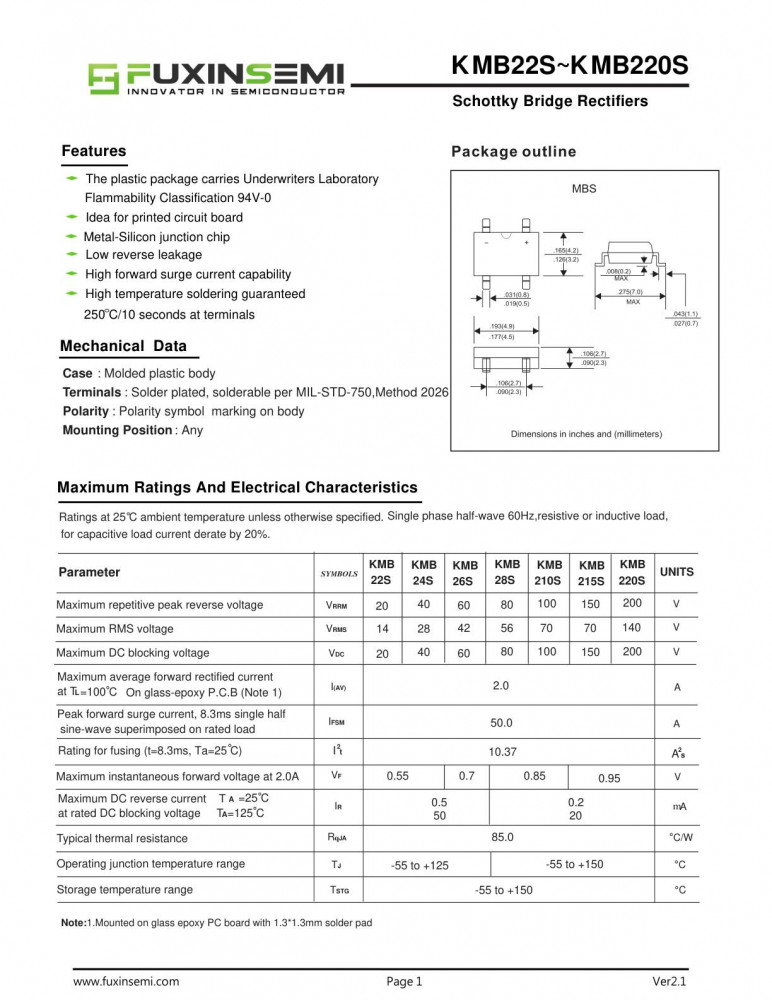 KMB210S datasheet page 1
