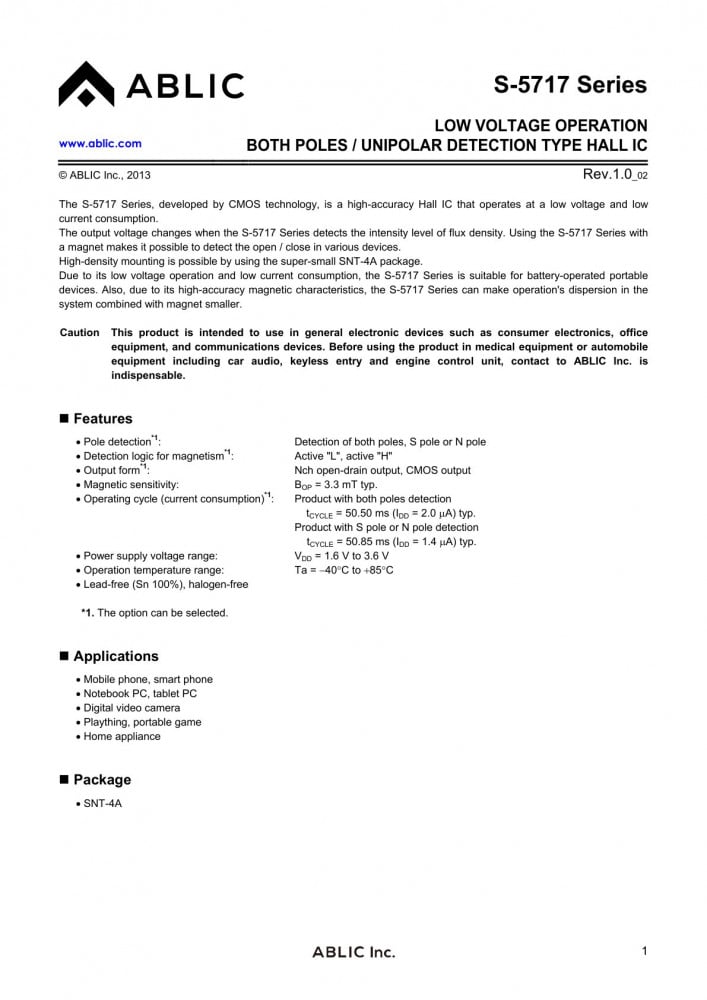 S-5717 datasheet page 1