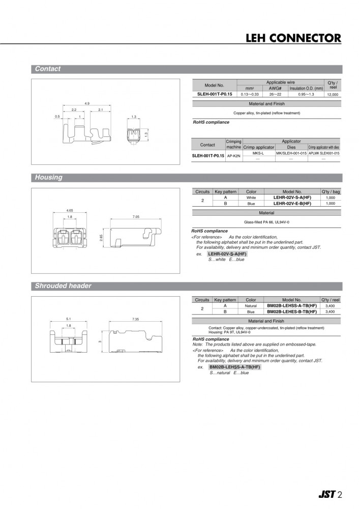 JST LEH connector catalog page 2