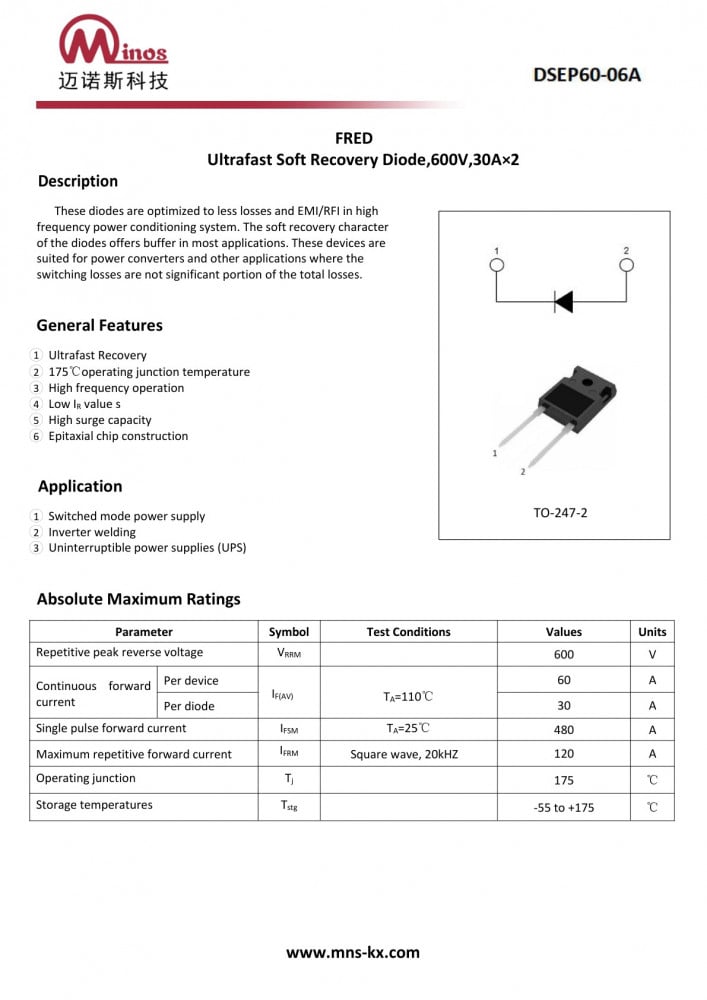 DSEP60-06A-MNS datasheet page 1